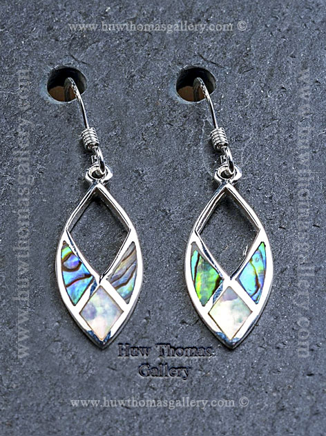 Silver, Paua Shell & Mother of Pearl Earrings - Huw Thomas Gallery
